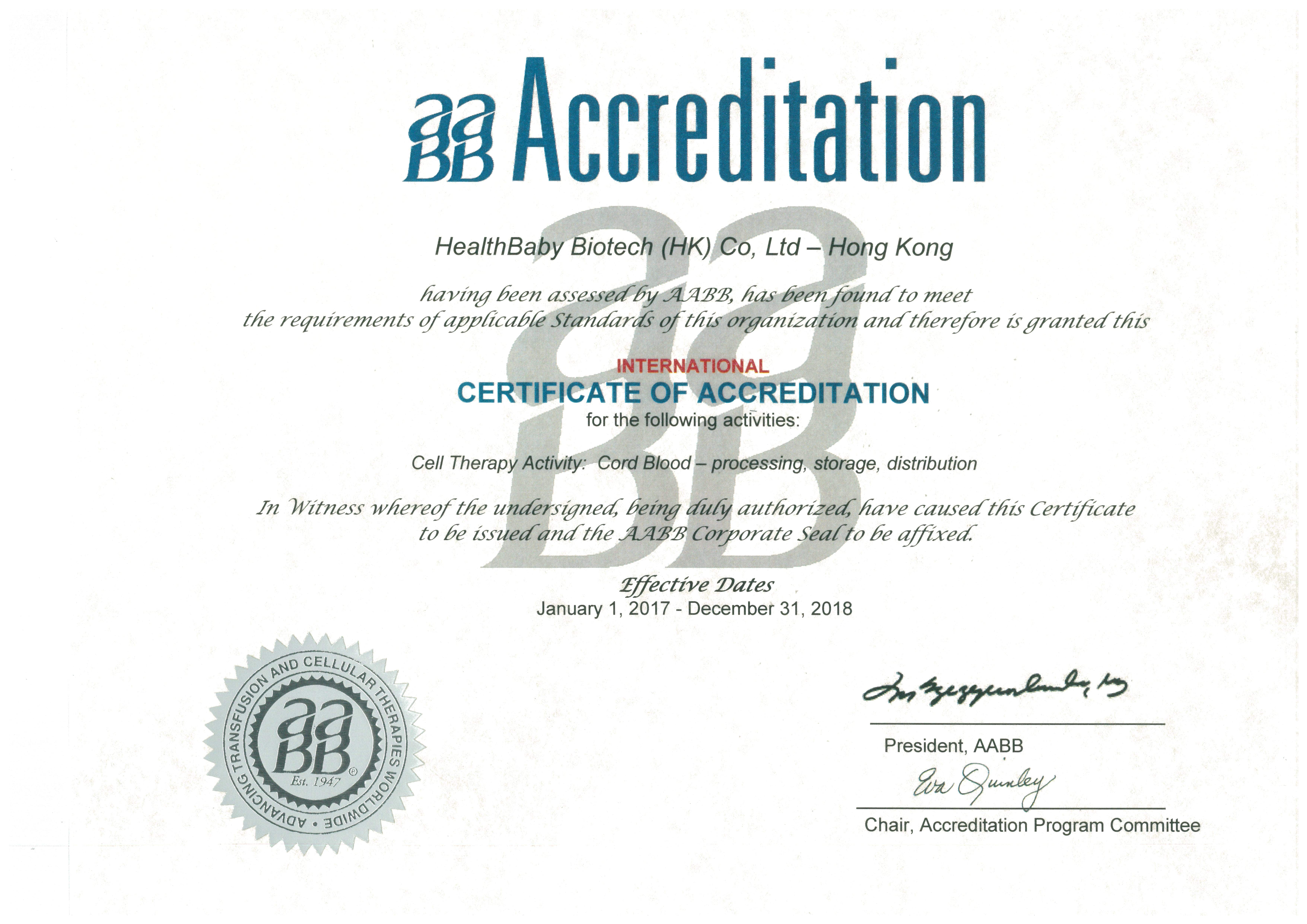 International Accreditations & Certifications | About Cordlife